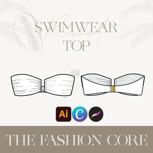 Swim Ruched Bandeau Bikini Top Mockup | Fashion Design Editable ...