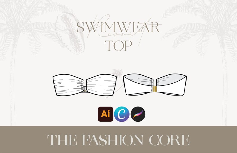 Swim Ruched Bandeau Bikini Top Mockup | Fashion Design Editable ...