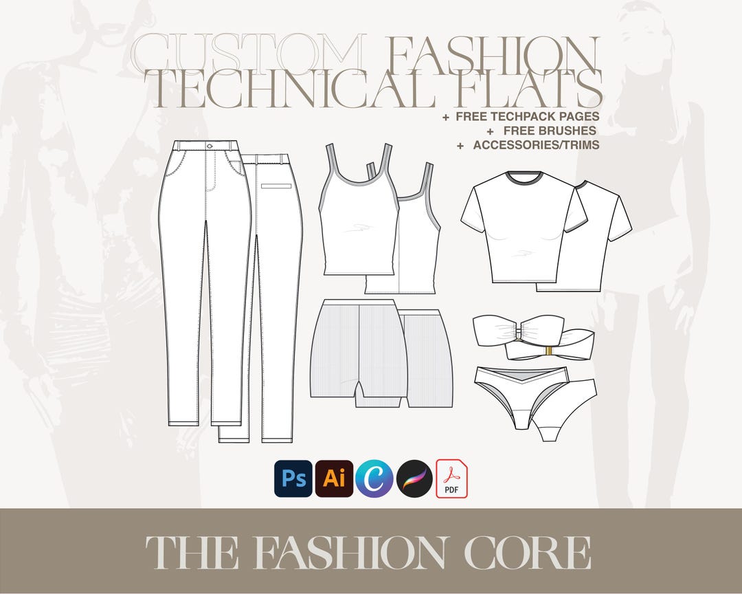Custom Technical CAD Mockup | Trending Fashion Design Editable ...