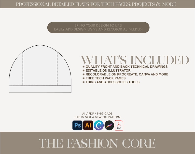 Skully Cap V3 CAD: Editable Fashion Streetwear Design Flat (AI, Canva ...