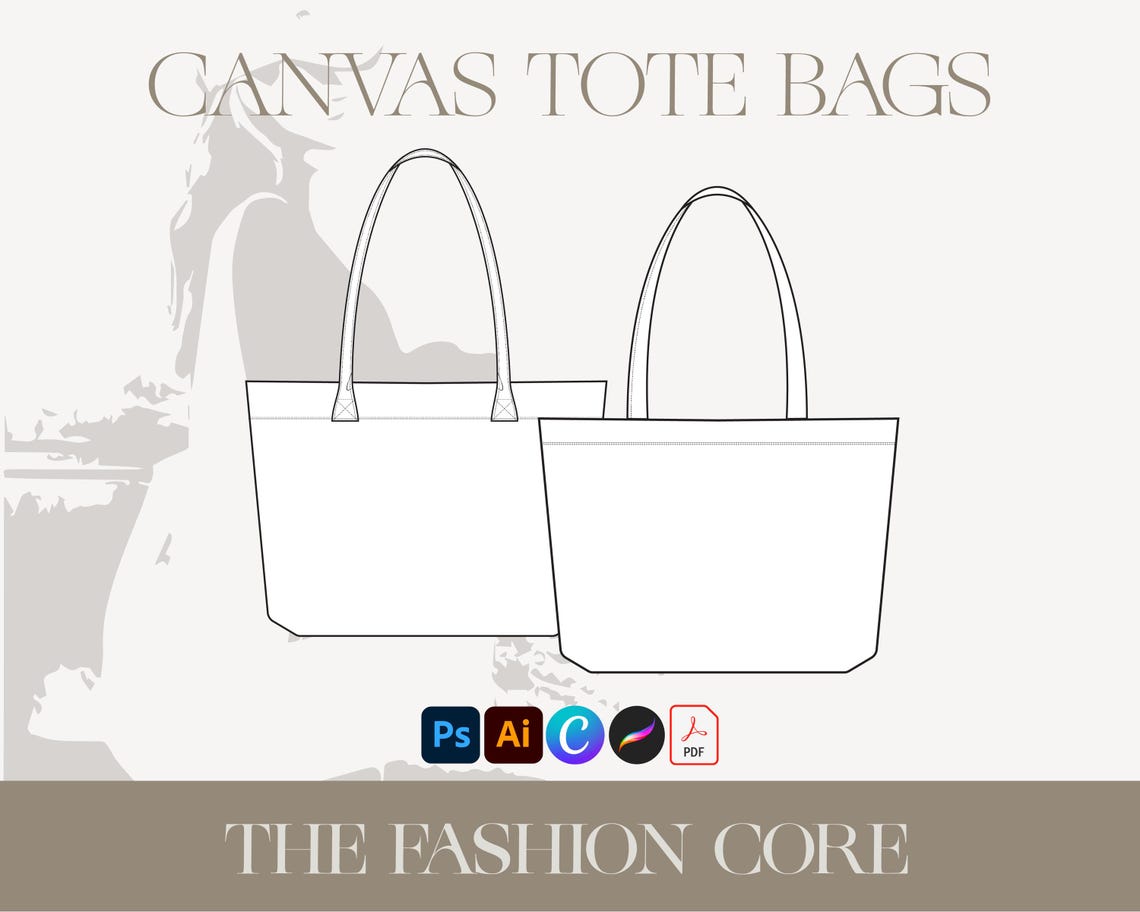 Canvas Tote Bag Mockup | Trending Fashion Design Editable Technical ...