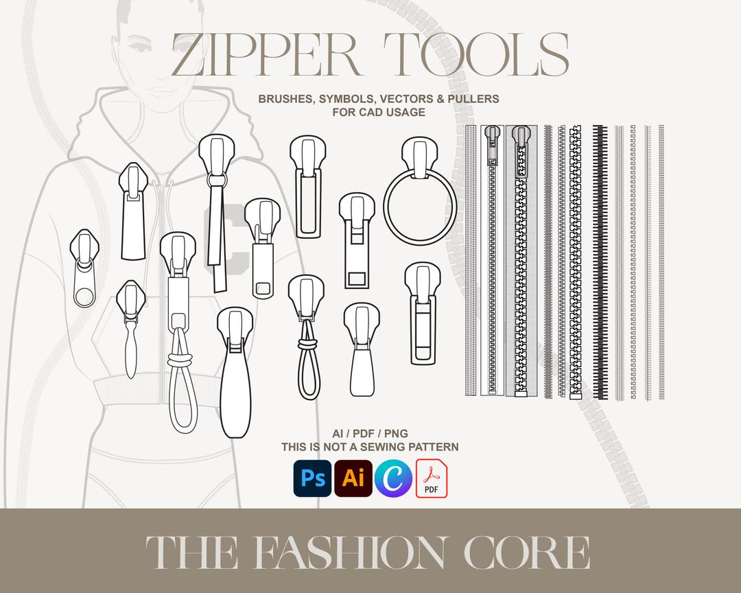 Zipper CAD Tools | Brushes, Vectors and Symbol Tools for Fashion Cads ...