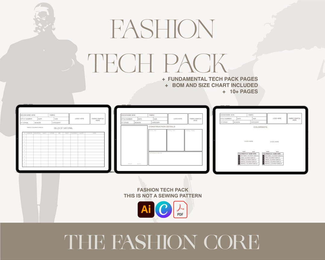 Fashion Tech Pack Template | 10+ Page Fashion Design Editable Technical ...