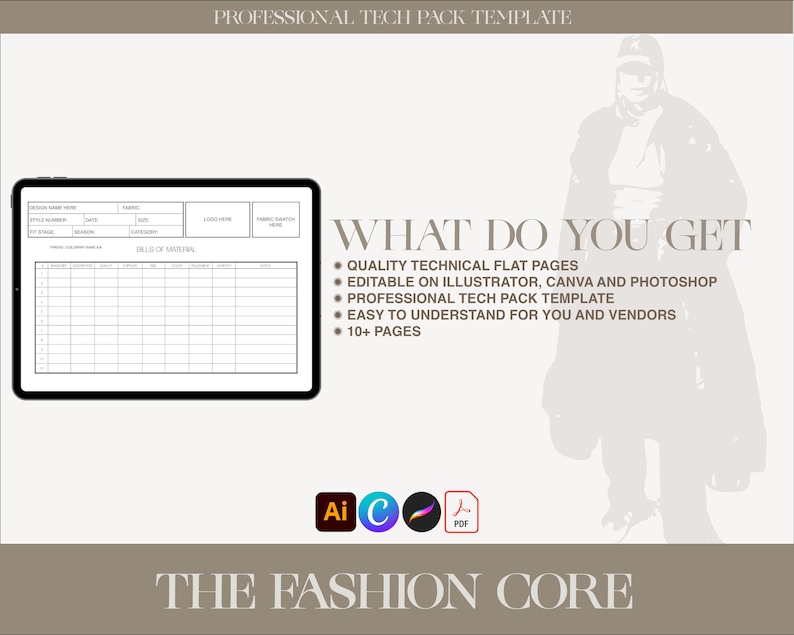 Fashion Tech Pack Template | 10+ Page Fashion Design Editable Technical ...
