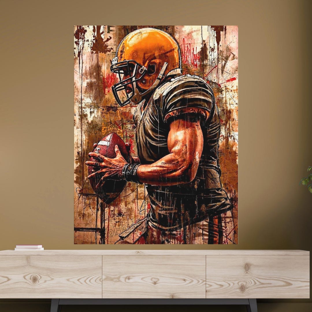 American Football Muddy Game Day Poster, Urban Street Art Sports Fan ...