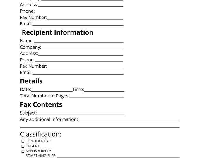 Fax Cover Sheet - Etsy
