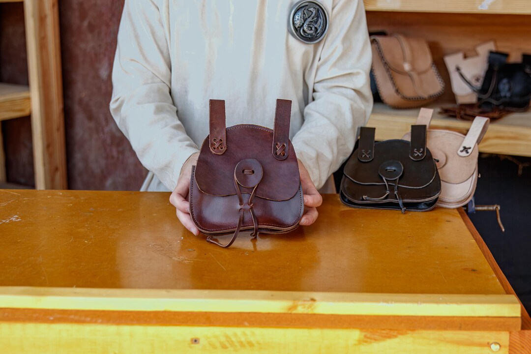 Medieval Leather Belt Pouch Everyday Carry Waist Bag Minimalist Wallet ...