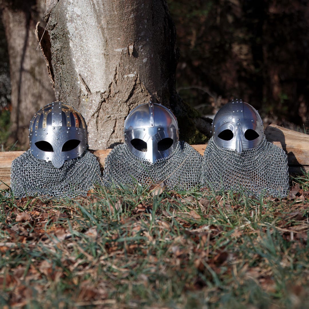Medieval Viking Gjermundbu Chainmail Helmet Renaissance Faire Viking ...
