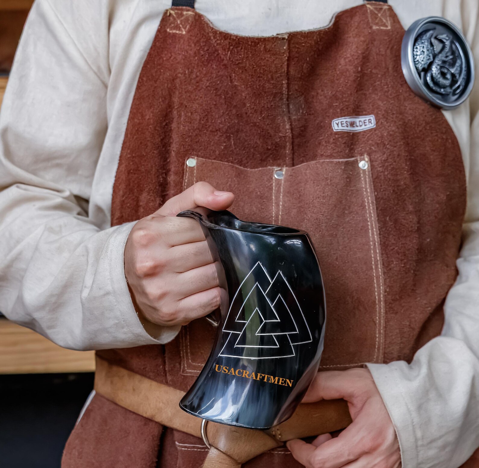 Valknut Norse Mythology Buffalo Horn Pint Mug Norse Art Drinking ...