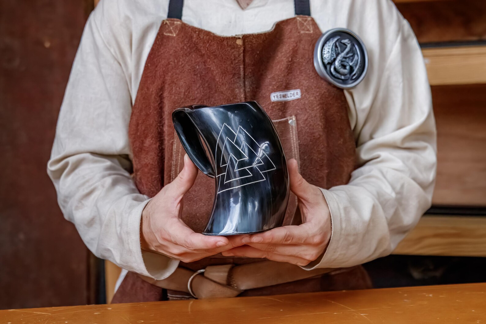 Valknut Norse Mythology Buffalo Horn Pint Mug Norse Art Drinking ...