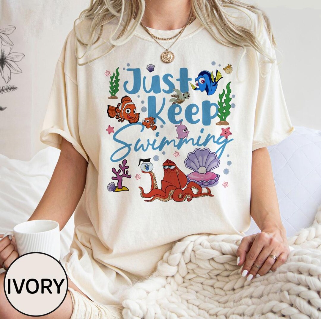 Disney Pixar Finding Nemo Comfort Colors Shirt, Just, Keep Swimming ...