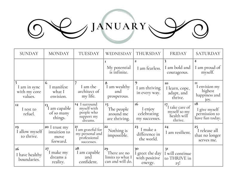 2025 Affirmation Calendar - Daily Affirmations Wall Calendar - Etsy
