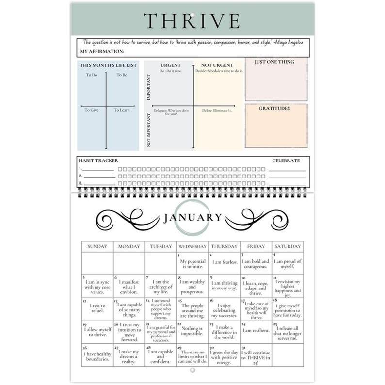 2025 Affirmation Calendar - Daily Affirmations Wall Calendar - Etsy