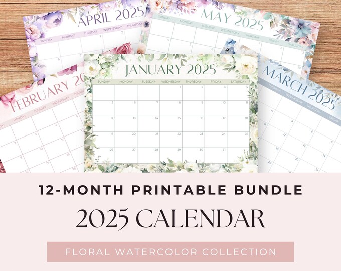 2023 2024 Printable Calendar Bundle | Portrait, Editable, Monthly ...