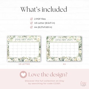 Printable Monthly Calendar - January 2025 PDF Download - Watercolor ...
