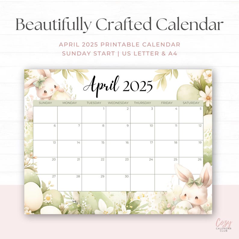 PRINTABLE Monthly Calendar, April 2025 PDF Download, Spring Animals ...