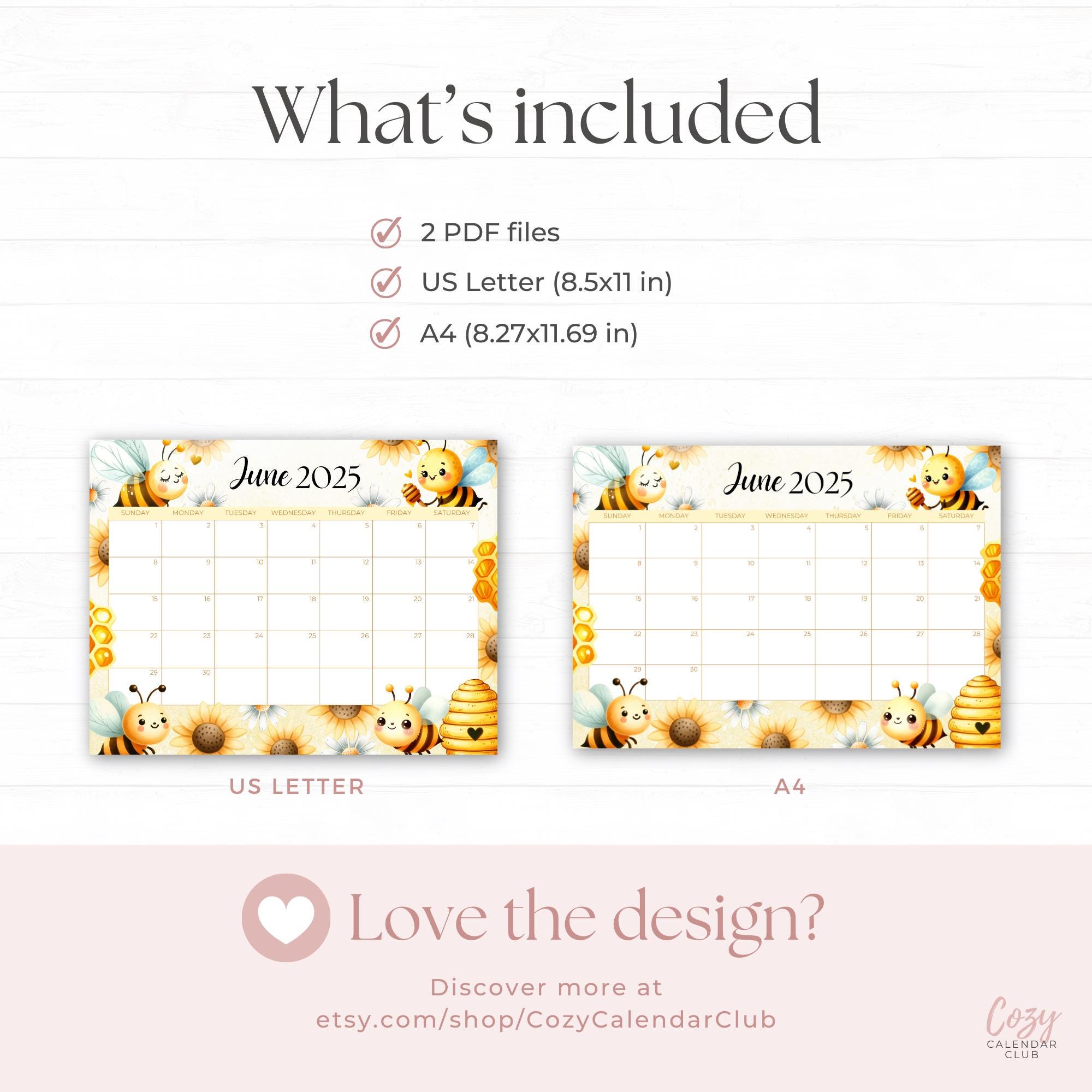 PRINTABLE Monthly Calendar, June 2025 PDF Download, Summer, Yellow ...