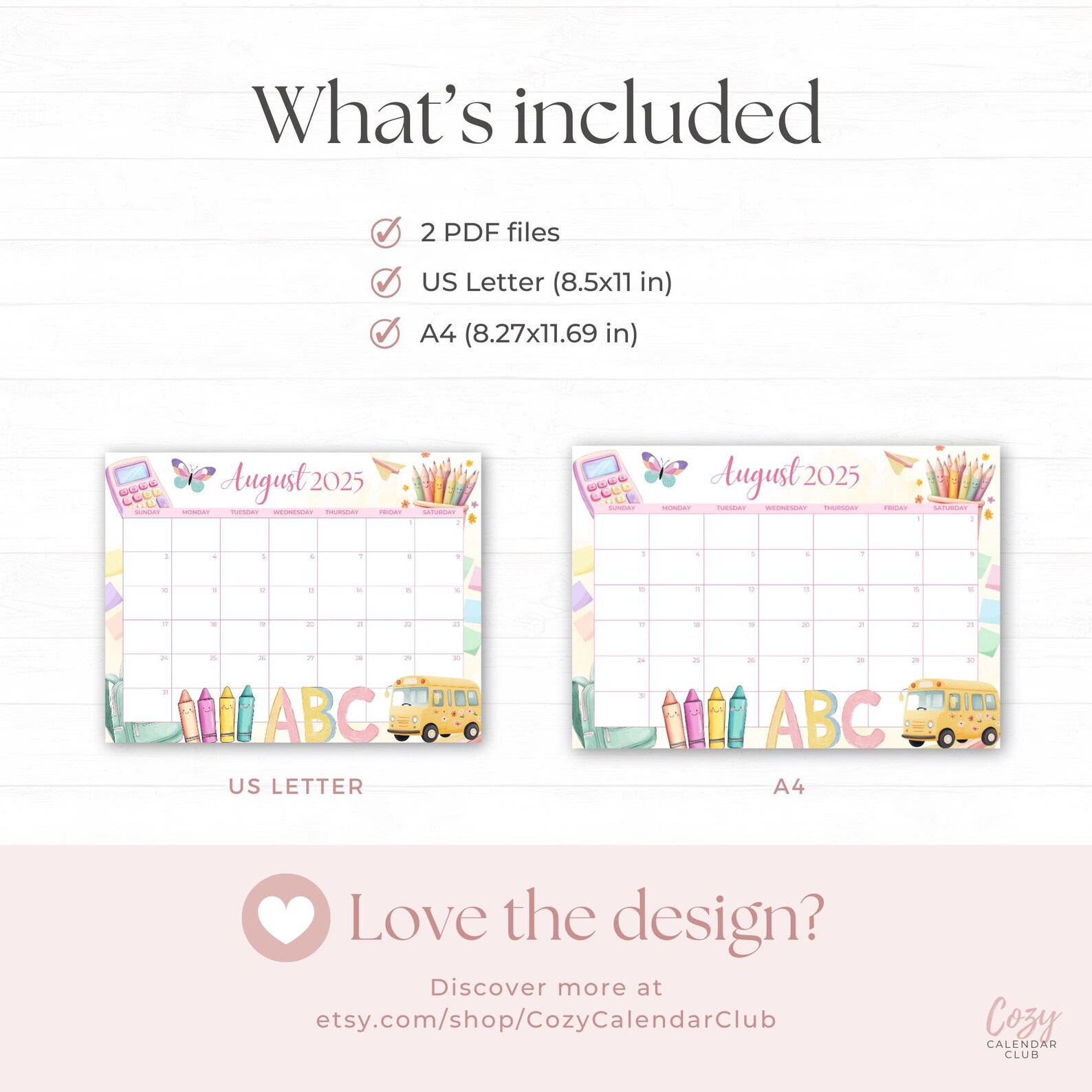 PRINTABLE Monthly Calendar, August 2025 PDF Download, Girly, Back to ...