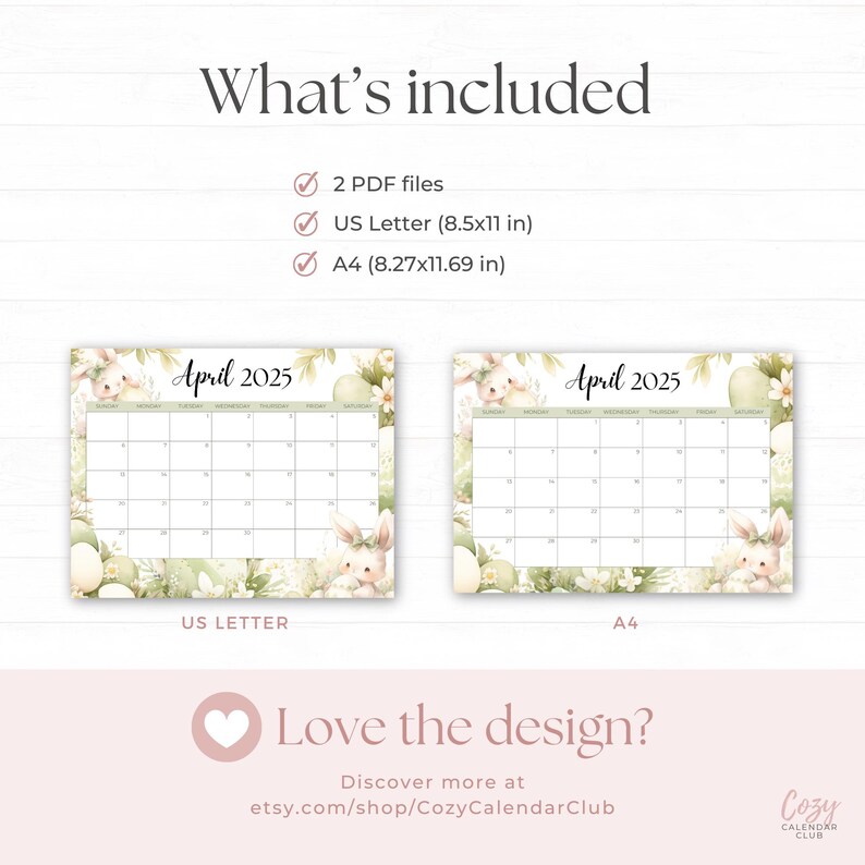 PRINTABLE Monthly Calendar, April 2025 PDF Download, Spring Animals ...