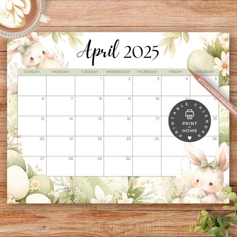 PRINTABLE Monthly Calendar, April 2025 PDF Download, Spring Animals ...