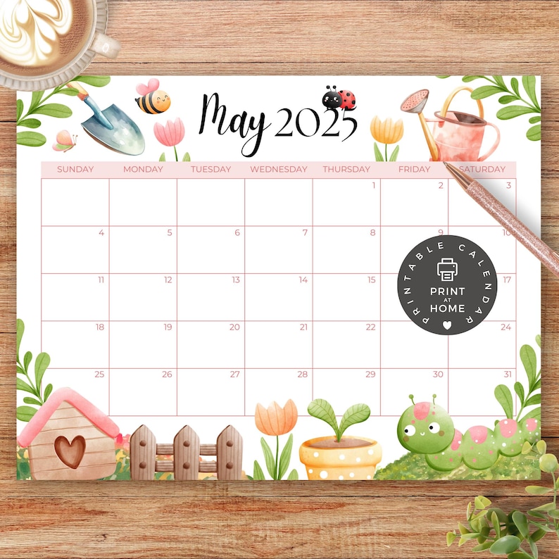 PRINTABLE Monthly Calendar, May 2025 PDF Download, Spring, Cute Insects ...