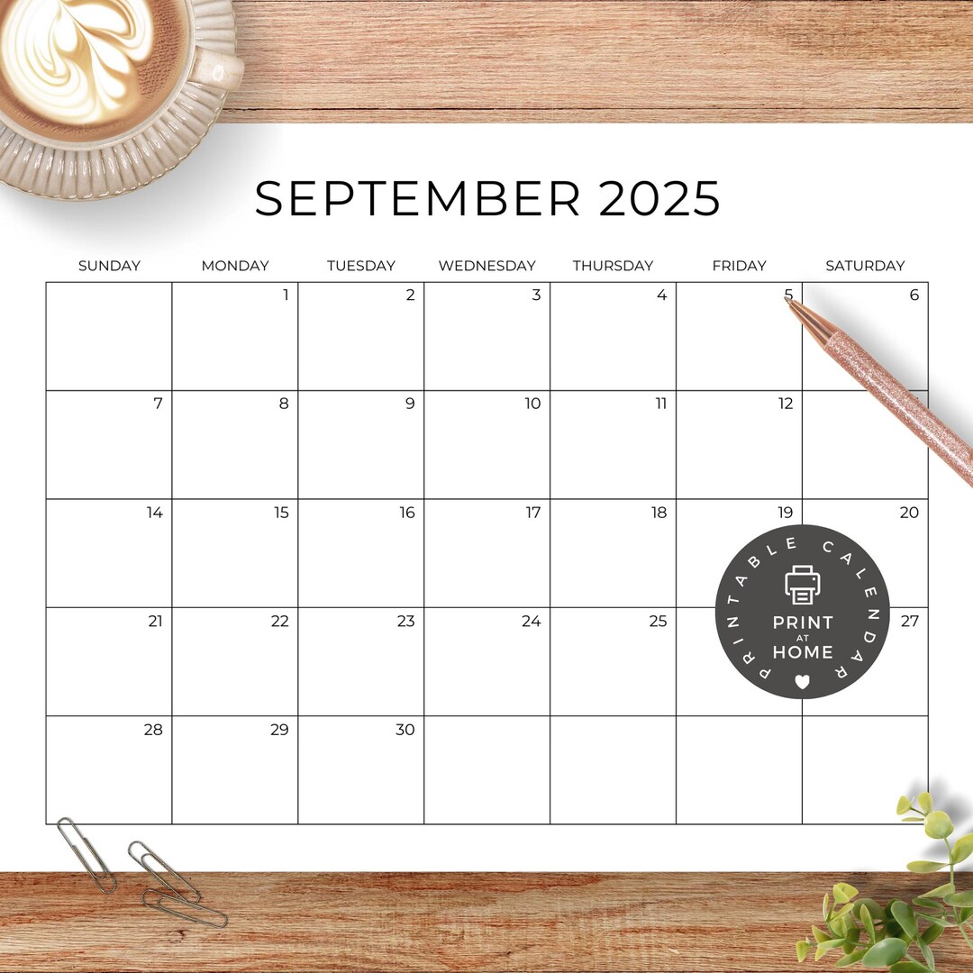 Printable Monthly Calendar - September 2025 PDF Download - Simply Minimalist Collection - CC002 ...