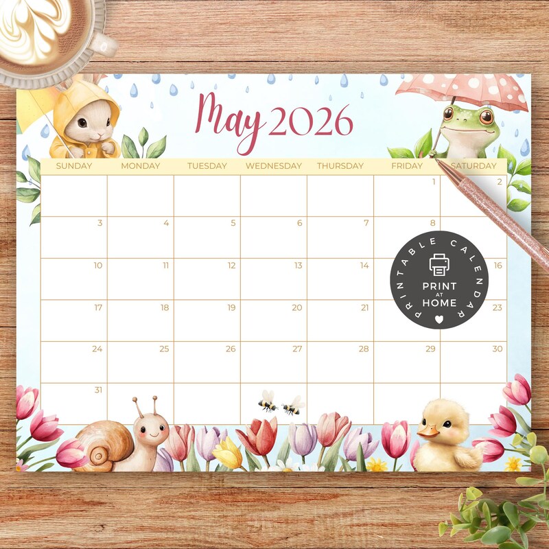Cute May Calendar - Etsy