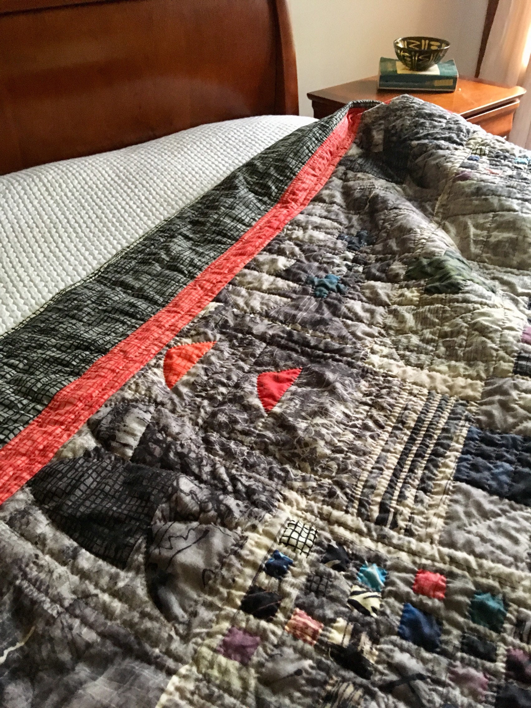 Handmade Hand Quilted Modern Twin Quilt, Lap Quilt, Industrial Decor ...