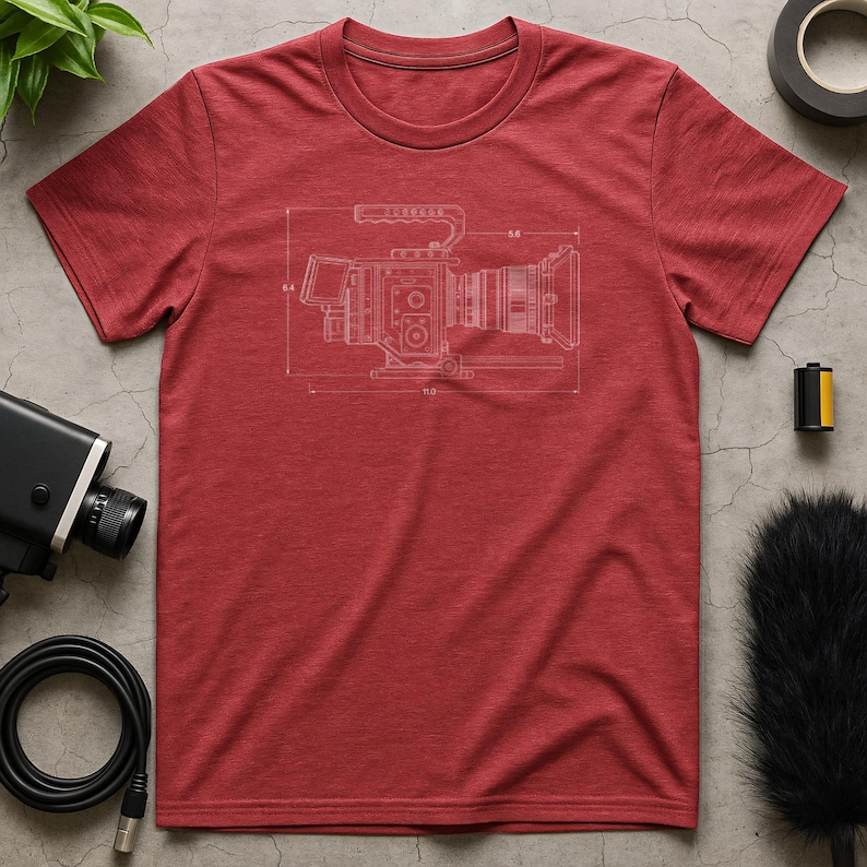 Cinema Camera Blueprint T-shirt | Filmmaker Gift | Modern Camera Design ...