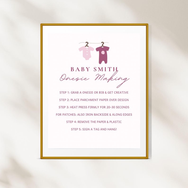 Baby Onesie Making Sign Template | Baby Shower Activity Printable | DIY ...