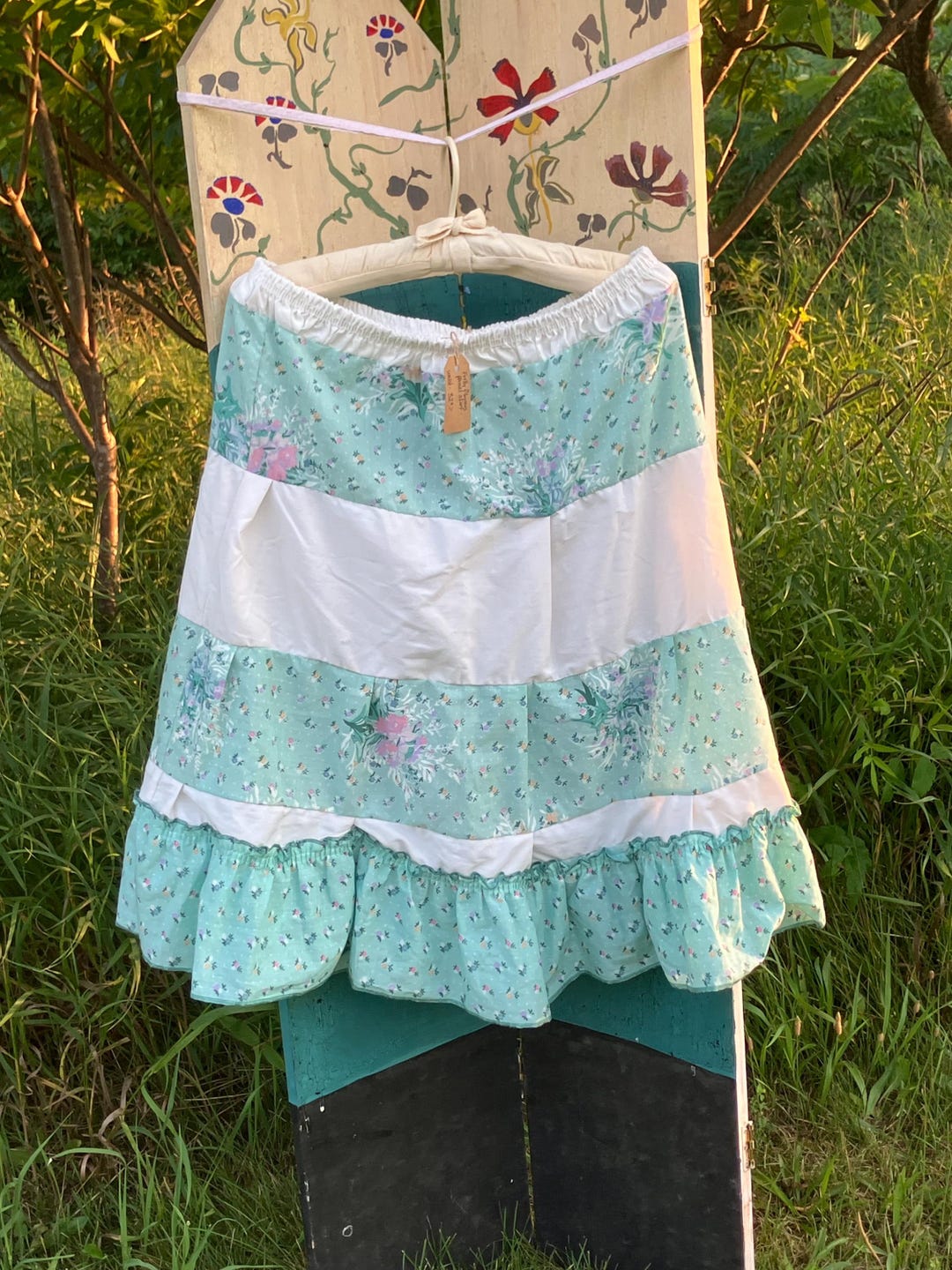 Frilly Flower Panel Skirt - Etsy