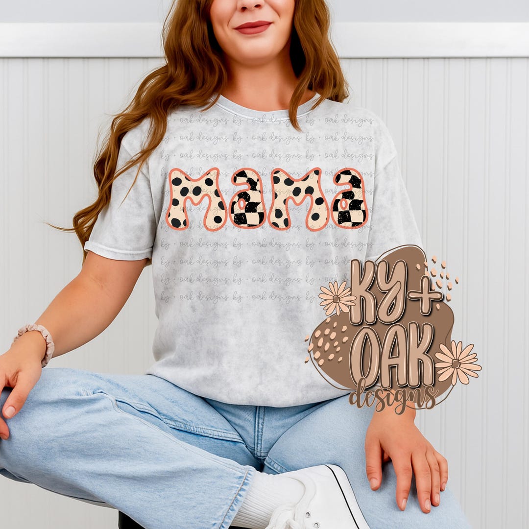 Mama Wavy Checks and Dots PNG - Etsy