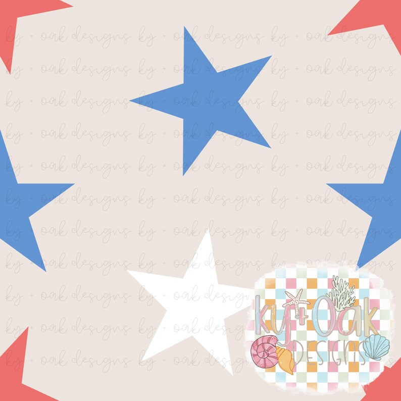 Red White and Blue Stars - Tan Background - Etsy