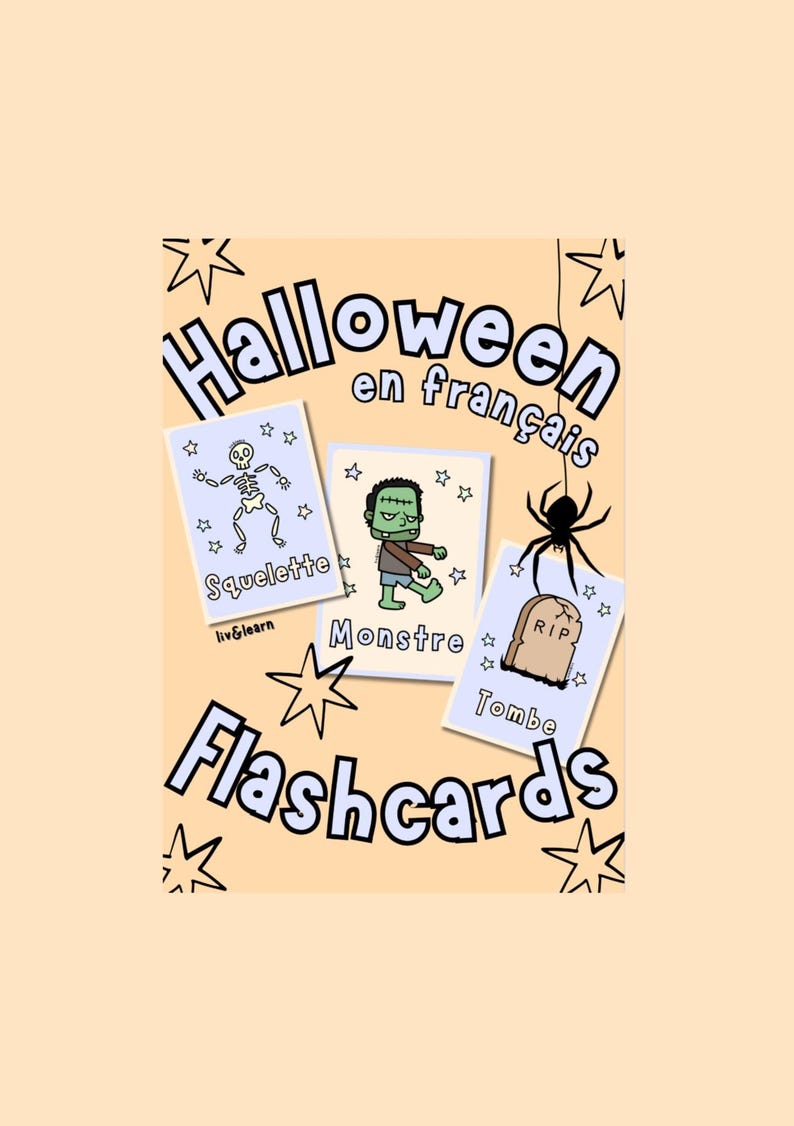Halloween Vocabulary Flashcards in French - Etsy