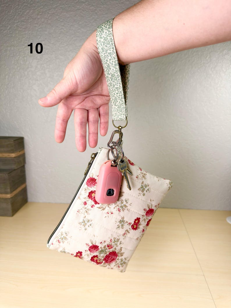 Personalized Handmade in USA Wristlet Keychain Wallet – Quilted Pouch ...