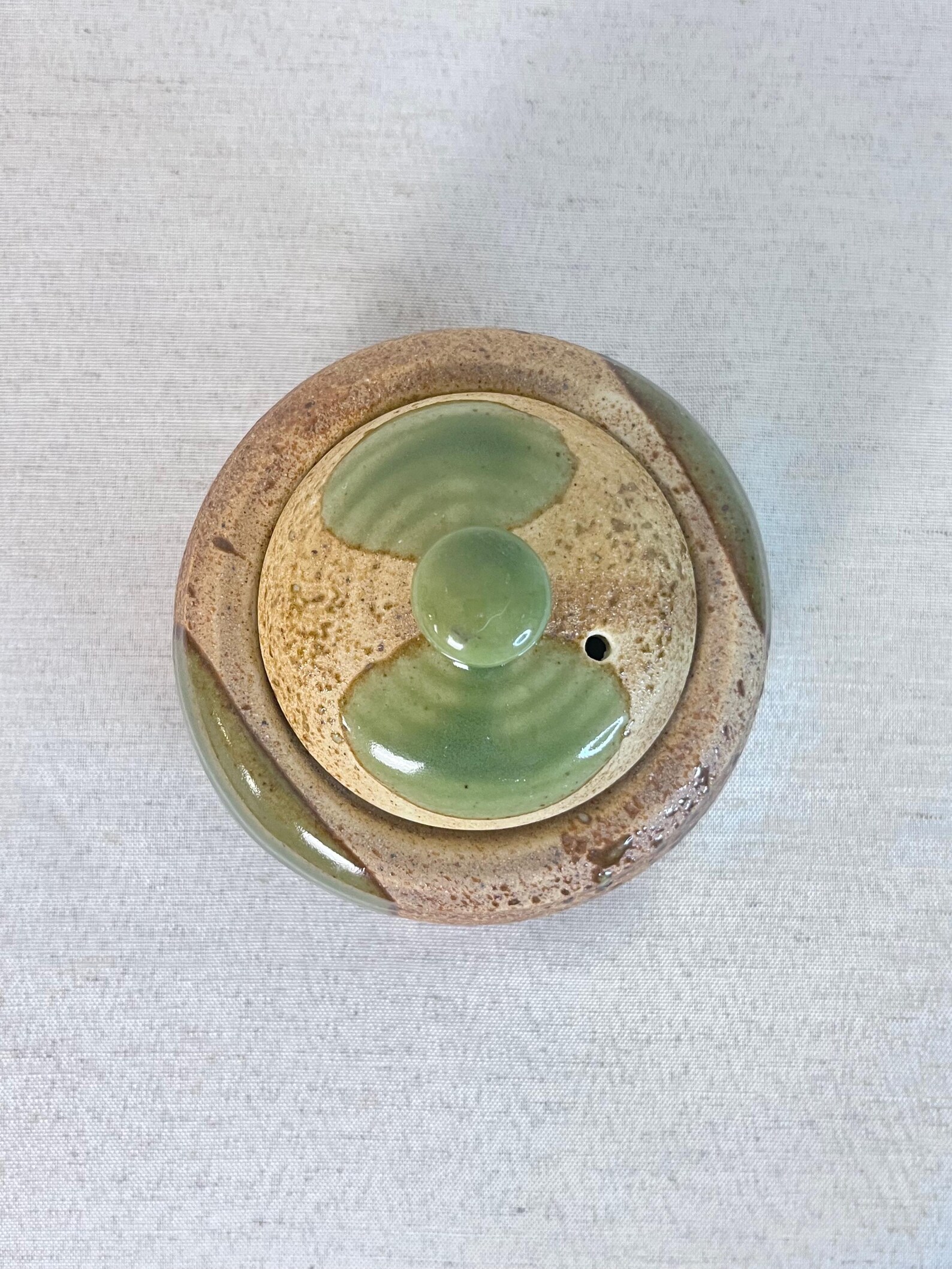 Handmade Lidded Ceramic Jar, Green Studio Pottery, Rustic Stoneware ...