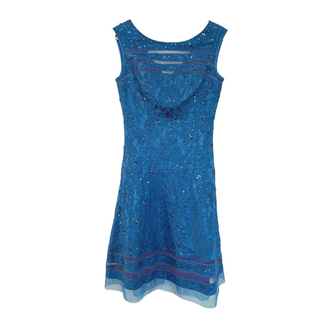 Y2k Deadstock Mandalay Julian Joyce Blue Unconventional Lace Sequin ...