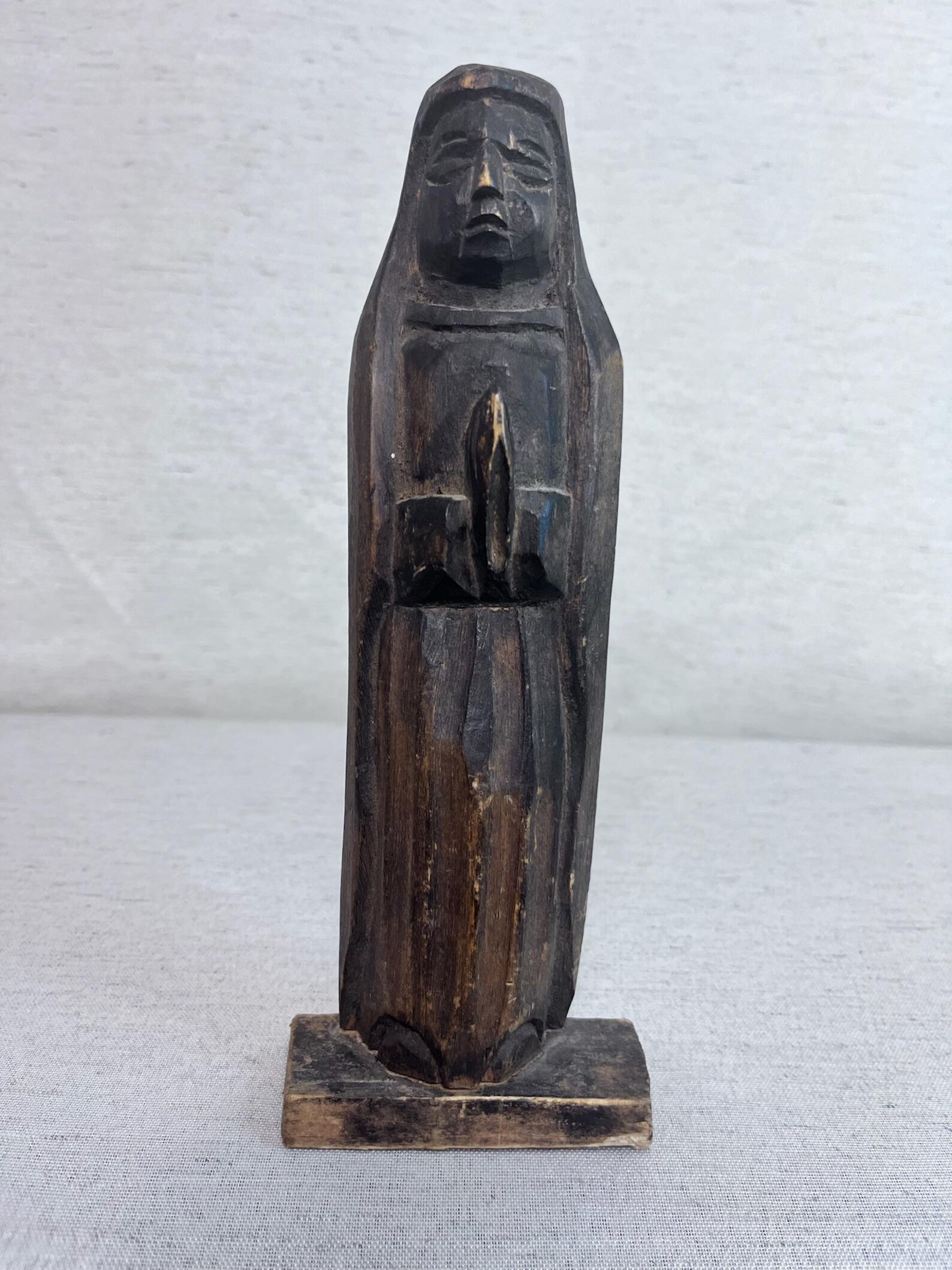 Hand-carved Wood Statue | Primitive Folk Art Madonna Figure | Vintage ...