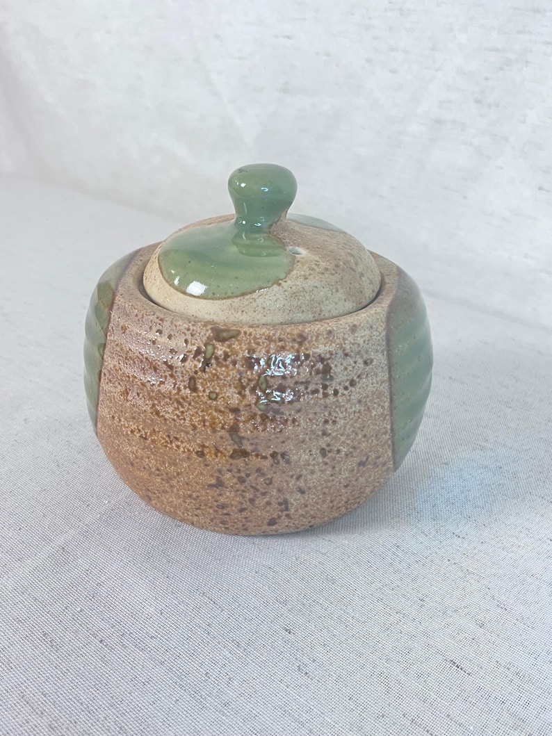 Handmade Lidded Ceramic Jar, Green Studio Pottery, Rustic Stoneware ...