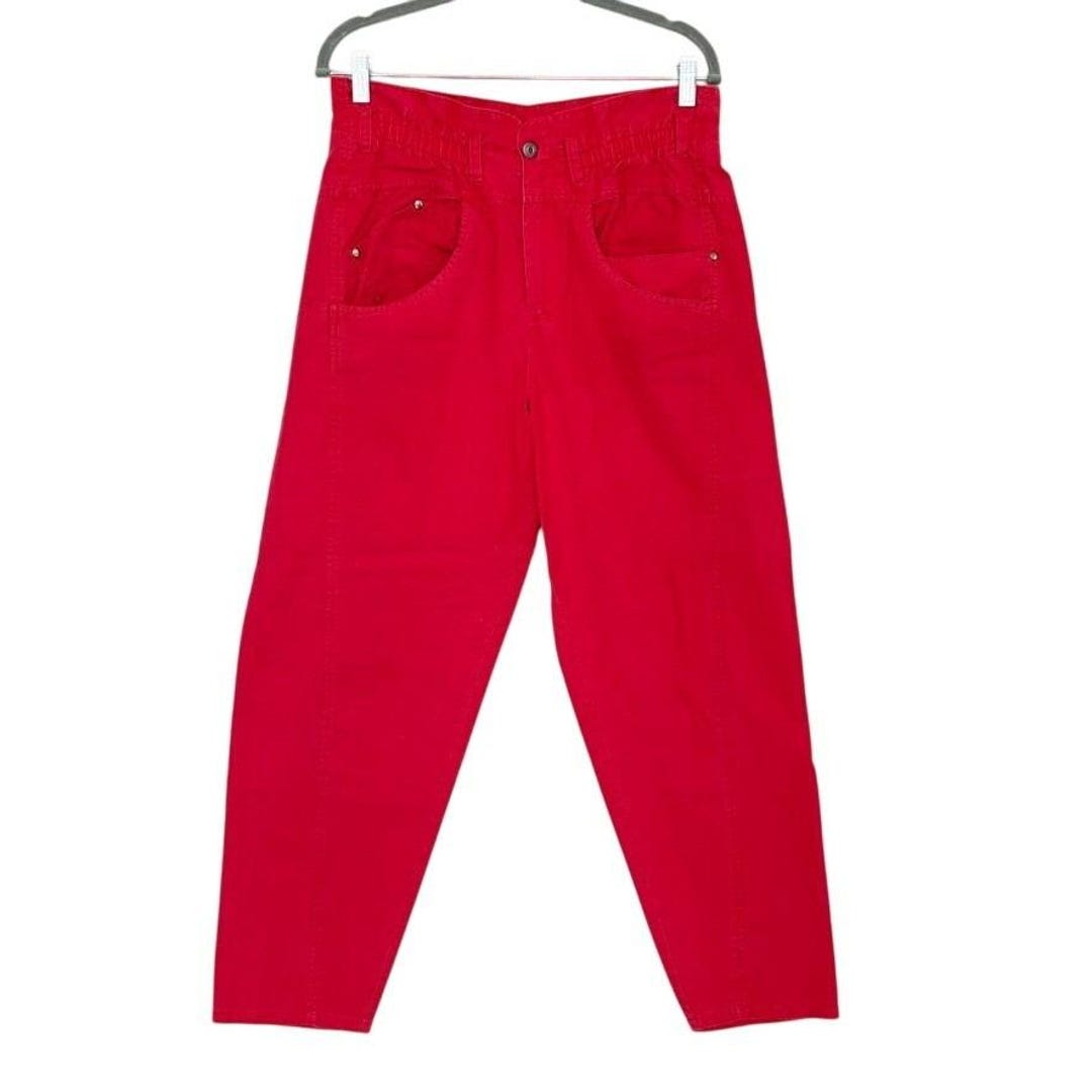VTG Nok Nok Mom Tapered Leg Balloon Pants High Waist Cherry Red Retro ...
