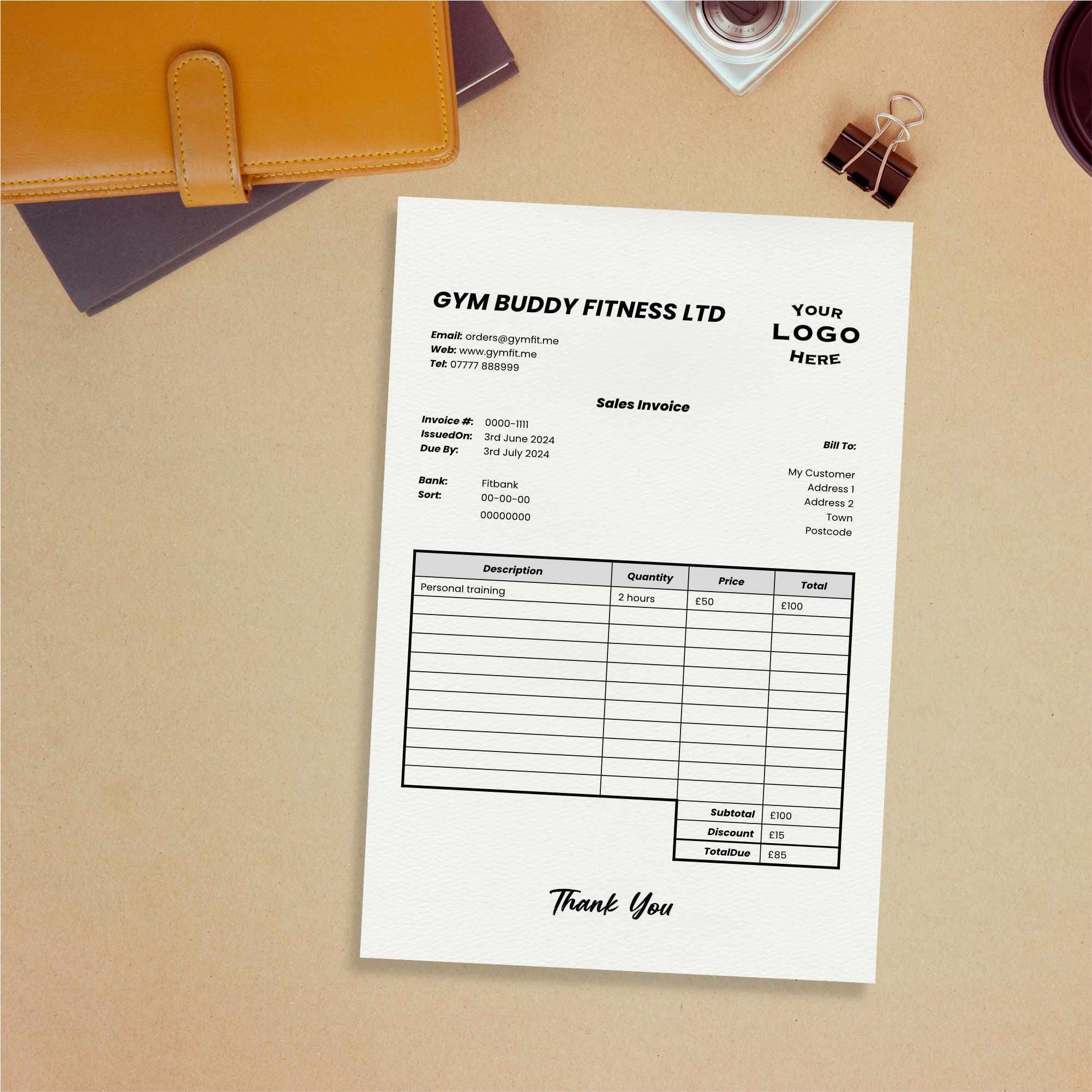 A4 Paper UK Generic Invoice Template - Google Docs - Microsoft Word ...
