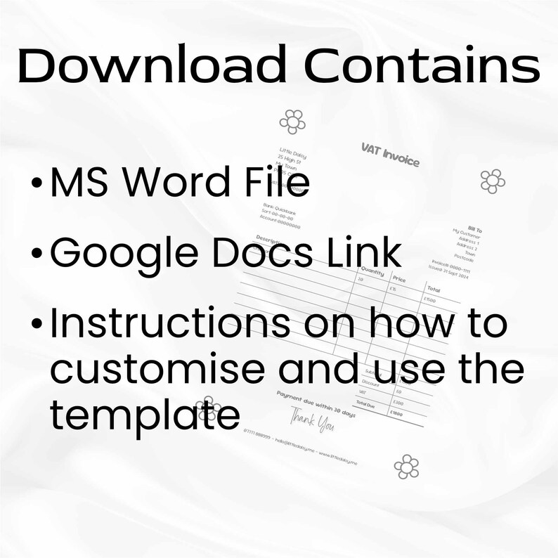 A4 Paper UK VAT Invoice Template Google Docs Microsoft Word Nurseries ...