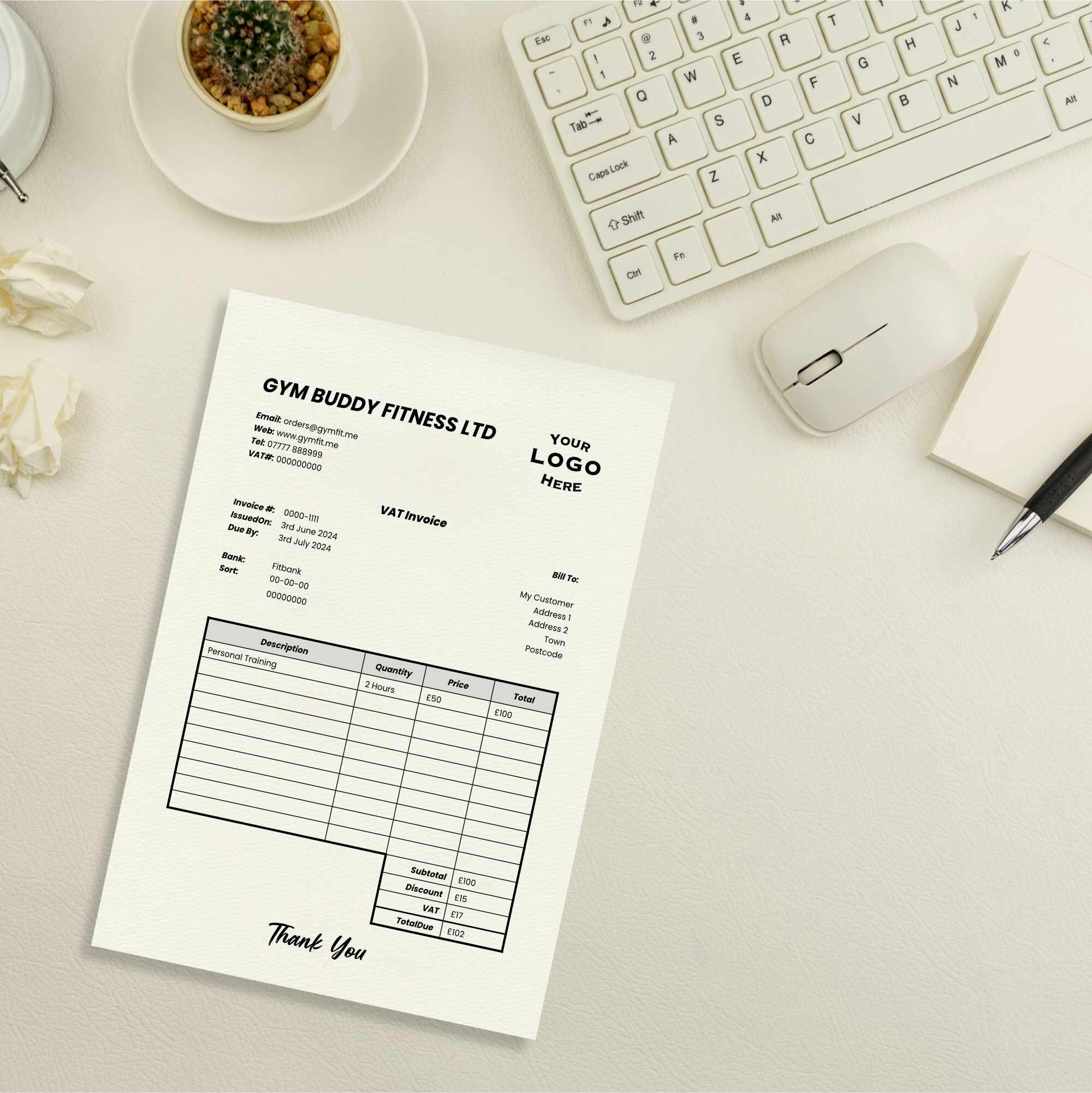 A4 Paper UK VAT Invoice Template - Google Docs - Microsoft Word ...