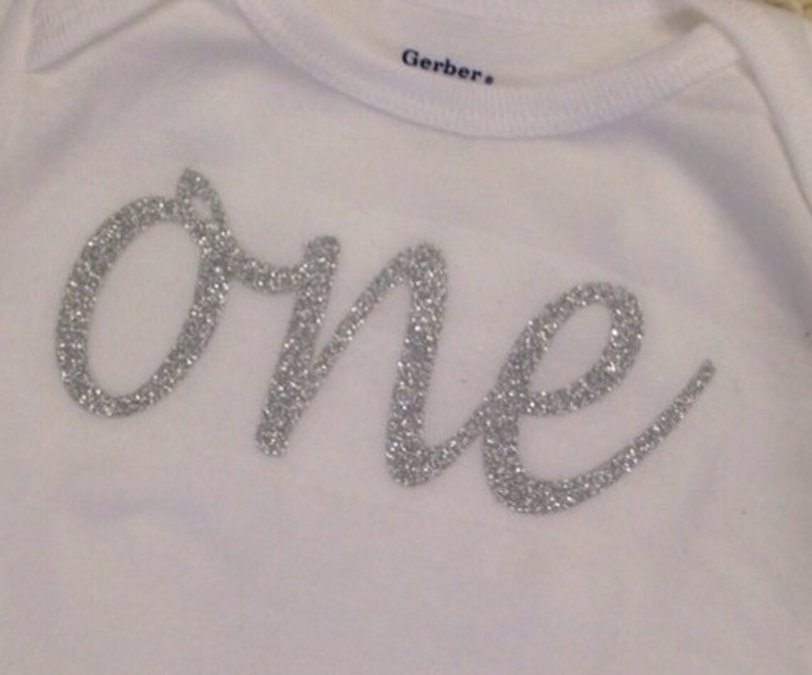 Silver Glitter Iron-on Vinyl Cursive "one" Lettering for Yearly ...