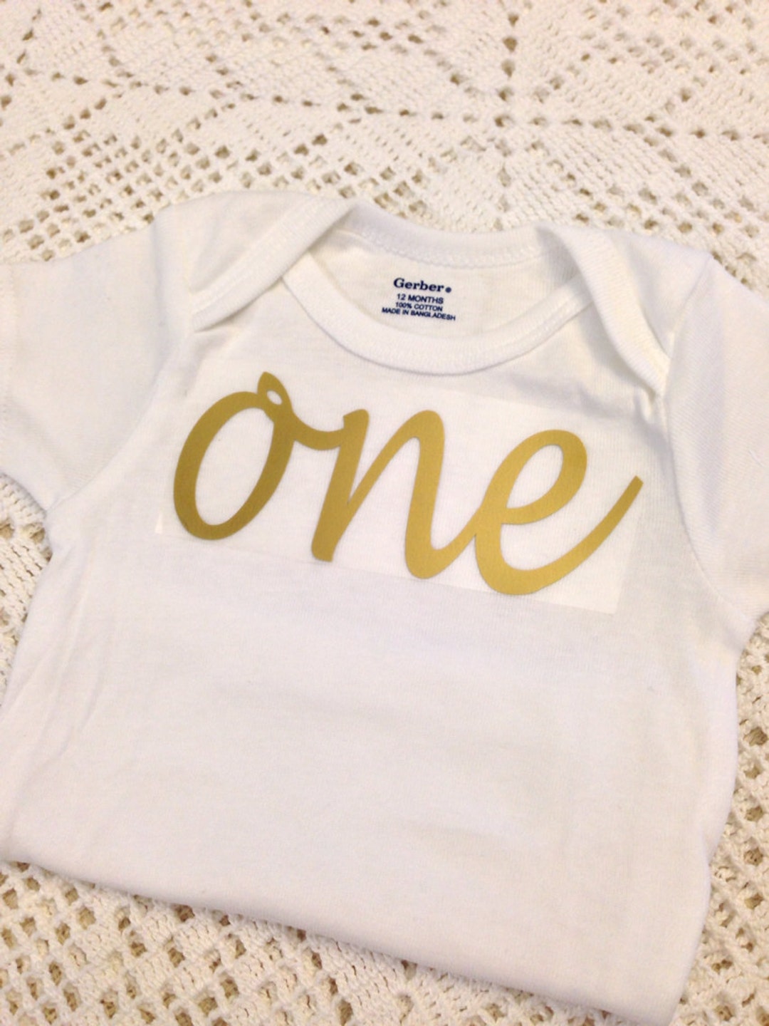 Gold Iron-on Vinyl Cursive "one" Lettering for Yearly, Monthly or ...