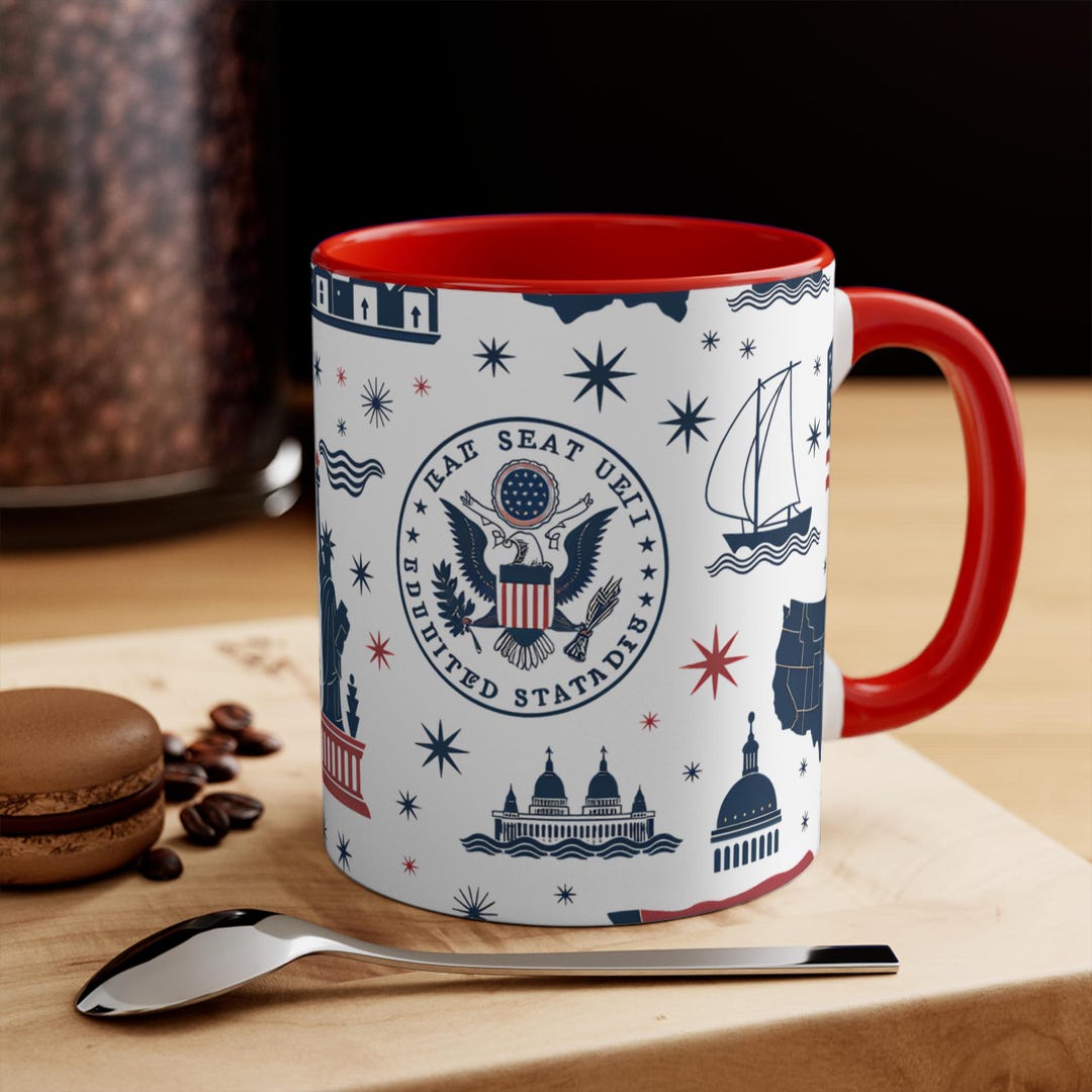 Patriotic Accent Mug | USA Themed Coffee Cup, Independence Day Gift ...