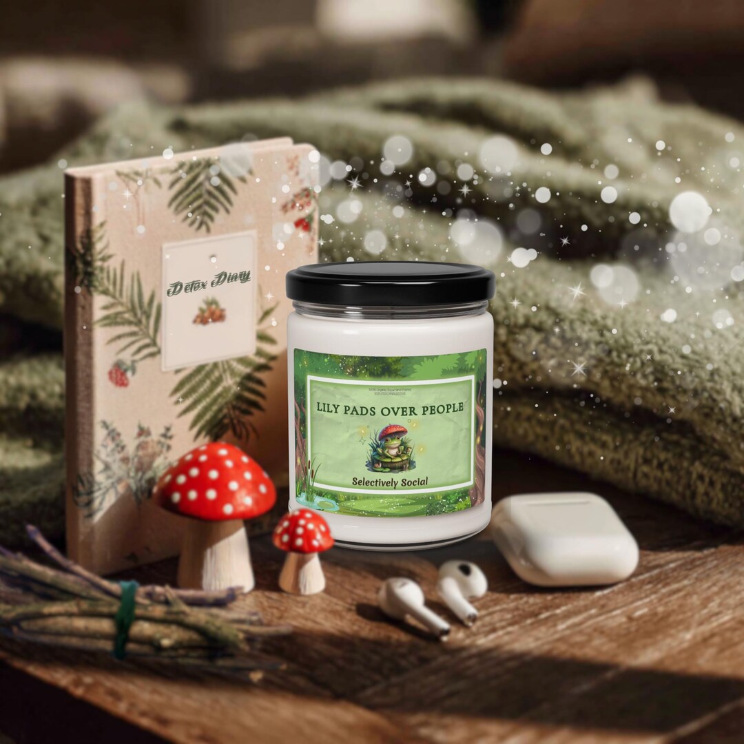 Frog Mushroom Mental Health Candle, Self Care Gift, Stress Relief for ...