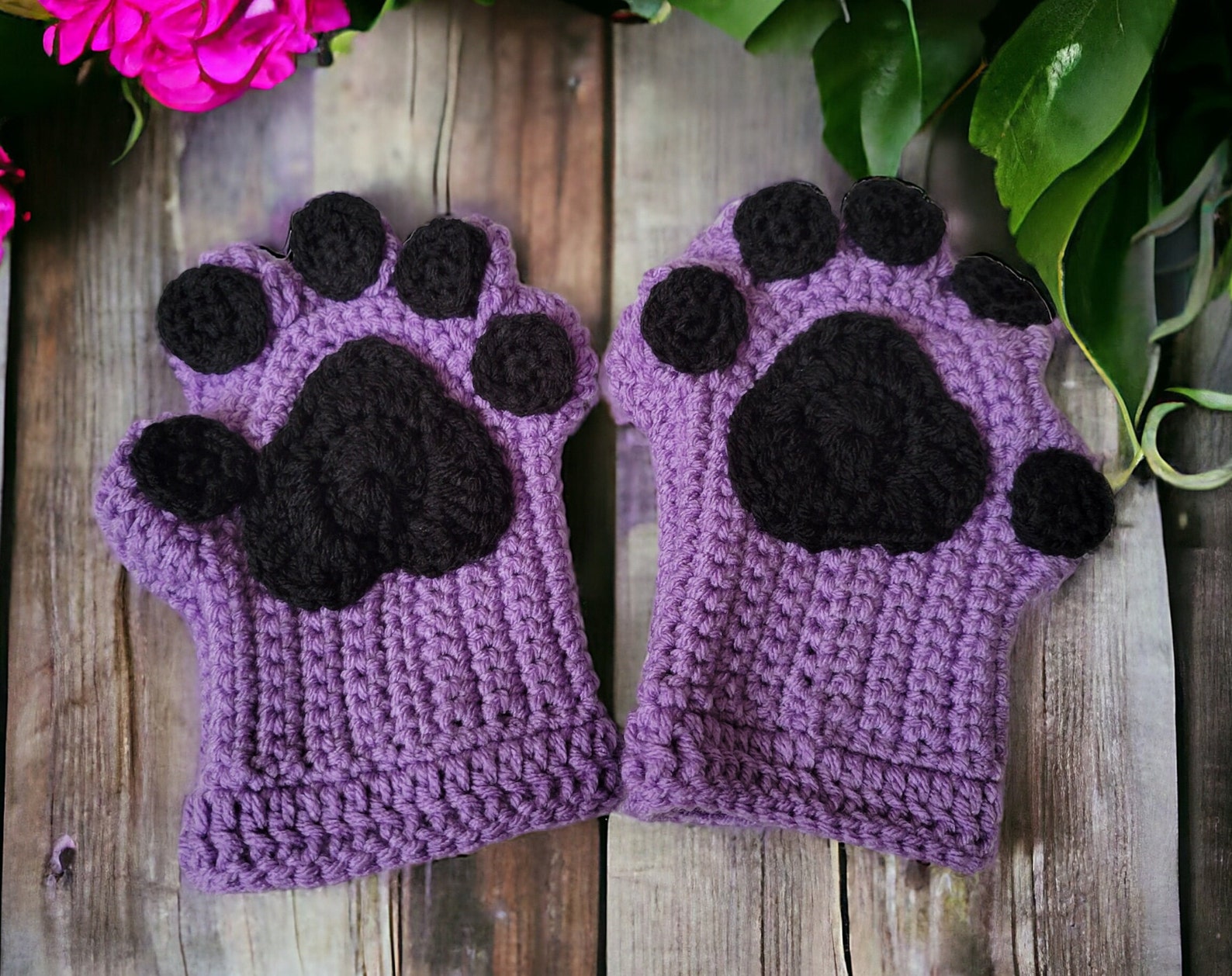 Cat or Dog Paw Fingerless Gloves, Crochet Mitts, Animal Paw, Kitty ...