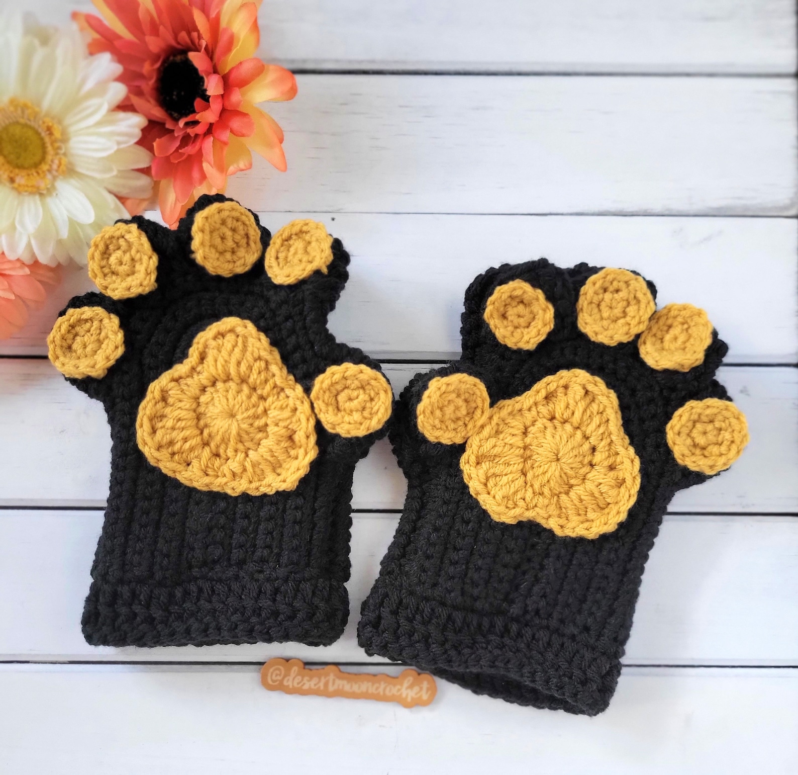 Cat or Dog Paw Fingerless Gloves, Crochet Mitts, Animal Paw, Kitty ...