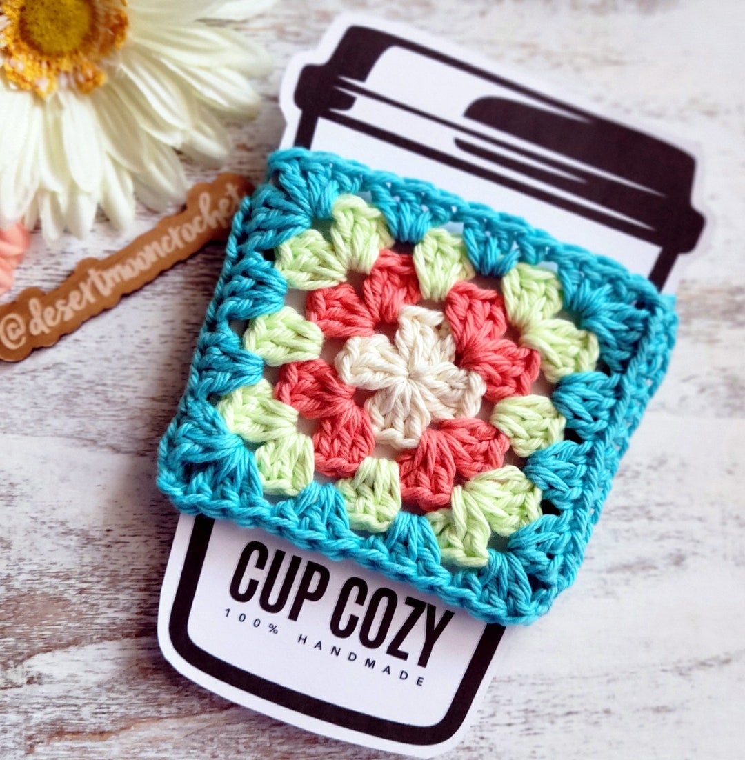 Granny Square Crochet Coffee Cozy: Retro Drink Sleeve - Etsy
